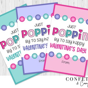 Pop-it Printable Valentine Cards, Poppit Valentines, Girls Valentine's ...