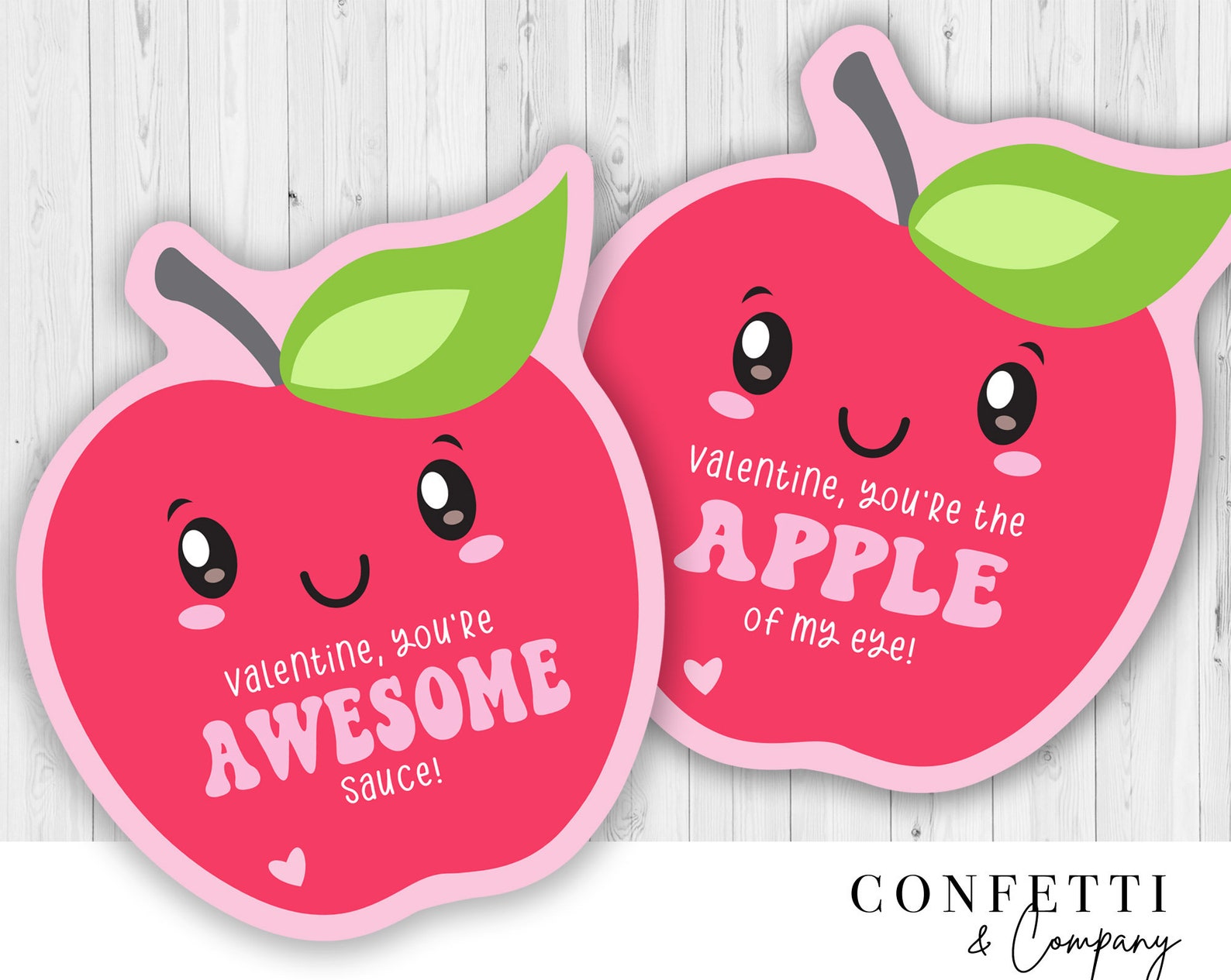 Apple Valentines Printable Valentine Cards, Toddler Pre-k Classroom ...
