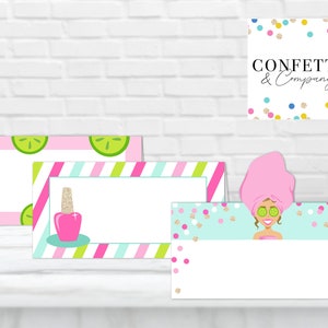Spa Birthday Party Printable Food Tent Cards, Girl's Slumber Party Food ...
