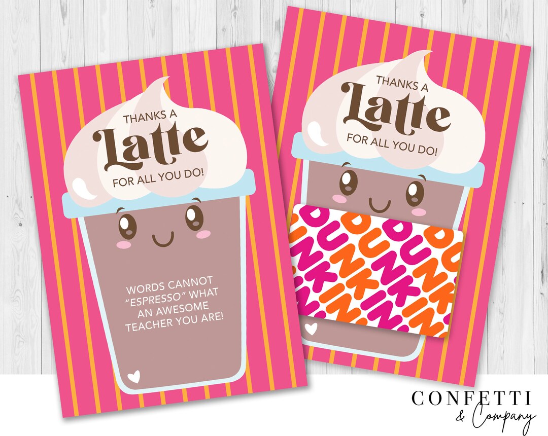 Thanks a Latte Teacher Appreciation Gift, Coffee Gift Card Holder ...