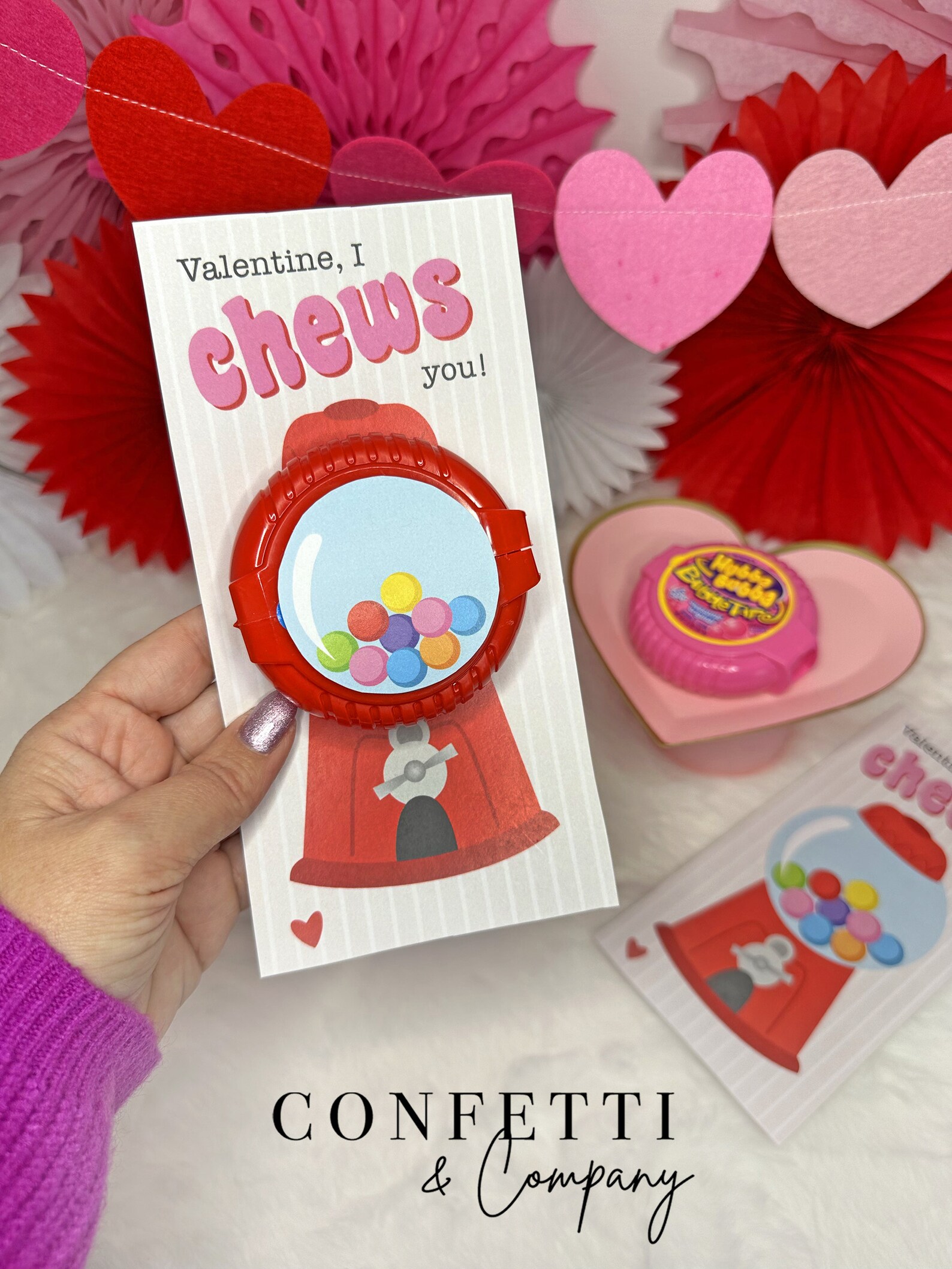 Gumball Machine Valentines, Printable Bubble Tape Valentine Cards ...