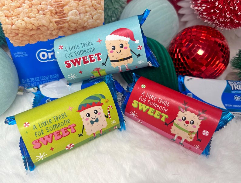 Christmas Rice Krispy Treat Wrappers, Treats Tags, A Treat for Someone ...