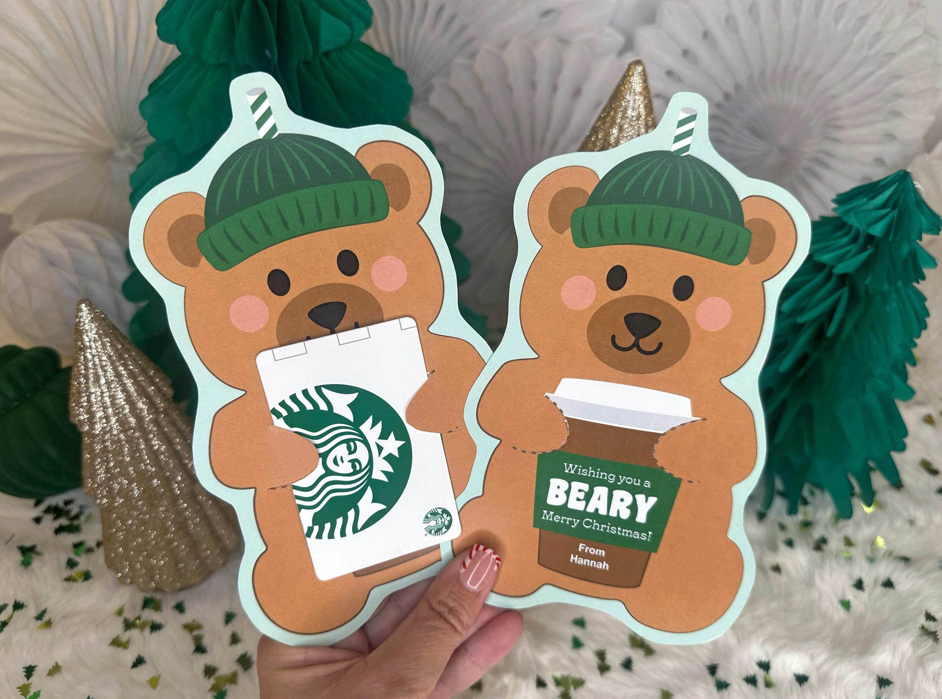 Bearista Coffee Gift Card Holder, Printable Holiday Bear Gift Cards ...