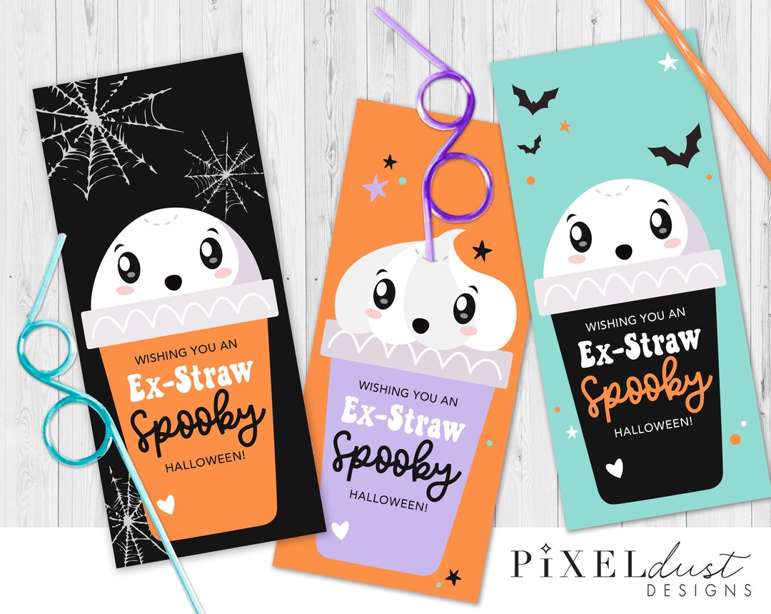 Silly Straw Halloween Printable Cards, Crazy Straw Card, Halloween Ex ...