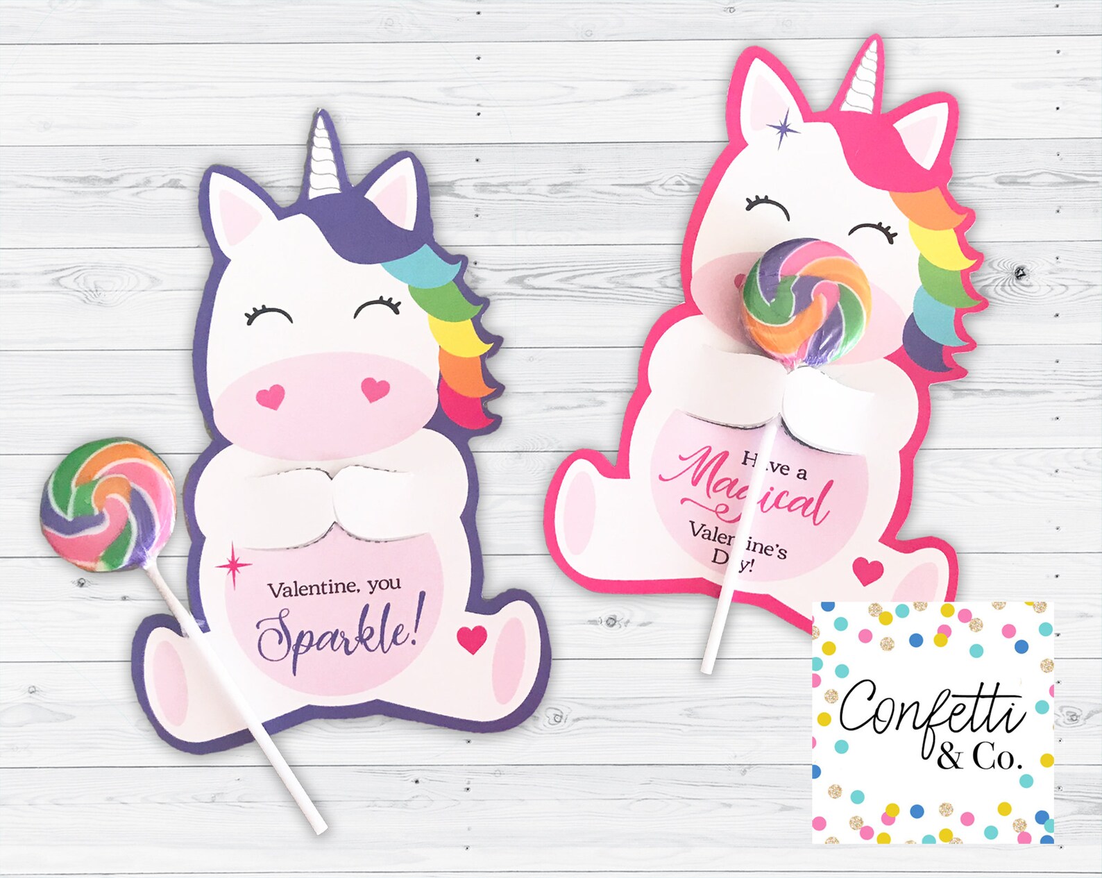 Unicorn Valentine Treat Holder Printable Cards Candy Hugger | Etsy