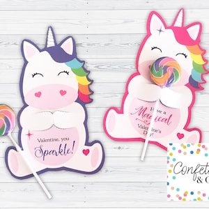 Unicorn Valentine Treat Holder Printable Cards, Girl Classroom ...