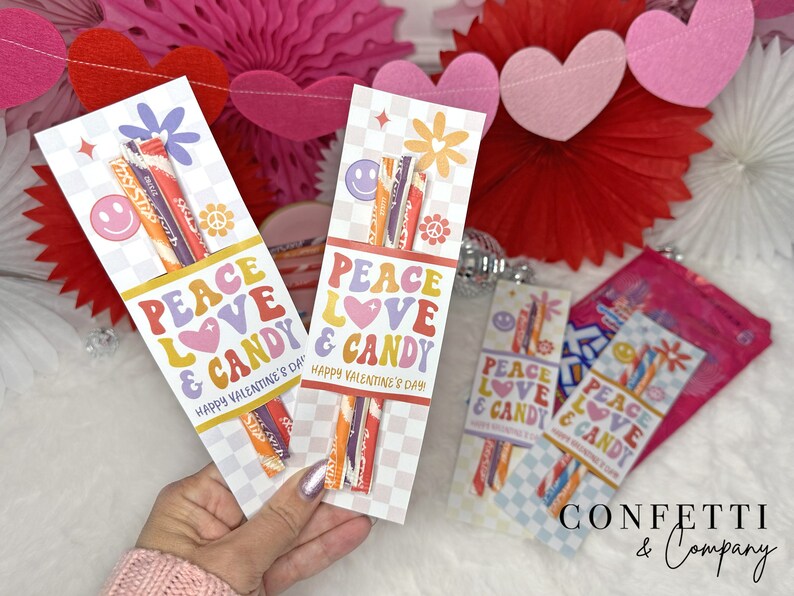 Retro Groovy Valentines Printable Valentine Card Peace Love - Etsy