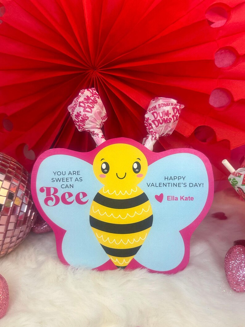 BEE Mine Bumble Bee Valentines, Printable Valentine Cards, Lollipop ...