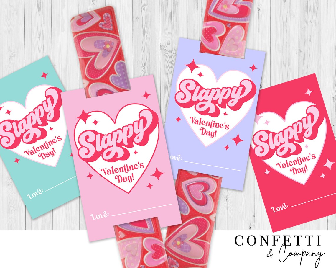 Retro Slap Bracelet Printable Valentine Cards Non-candy | Etsy