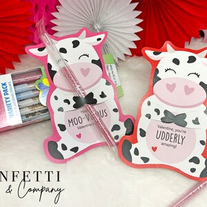 Cute Cow Valentines, Printable Valentine Card, Moo Cow Kid's Classroom ...