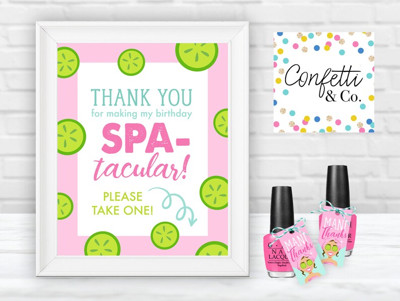 Spa Birthday Party Thank You Sign Party Favor Table Sign - Etsy