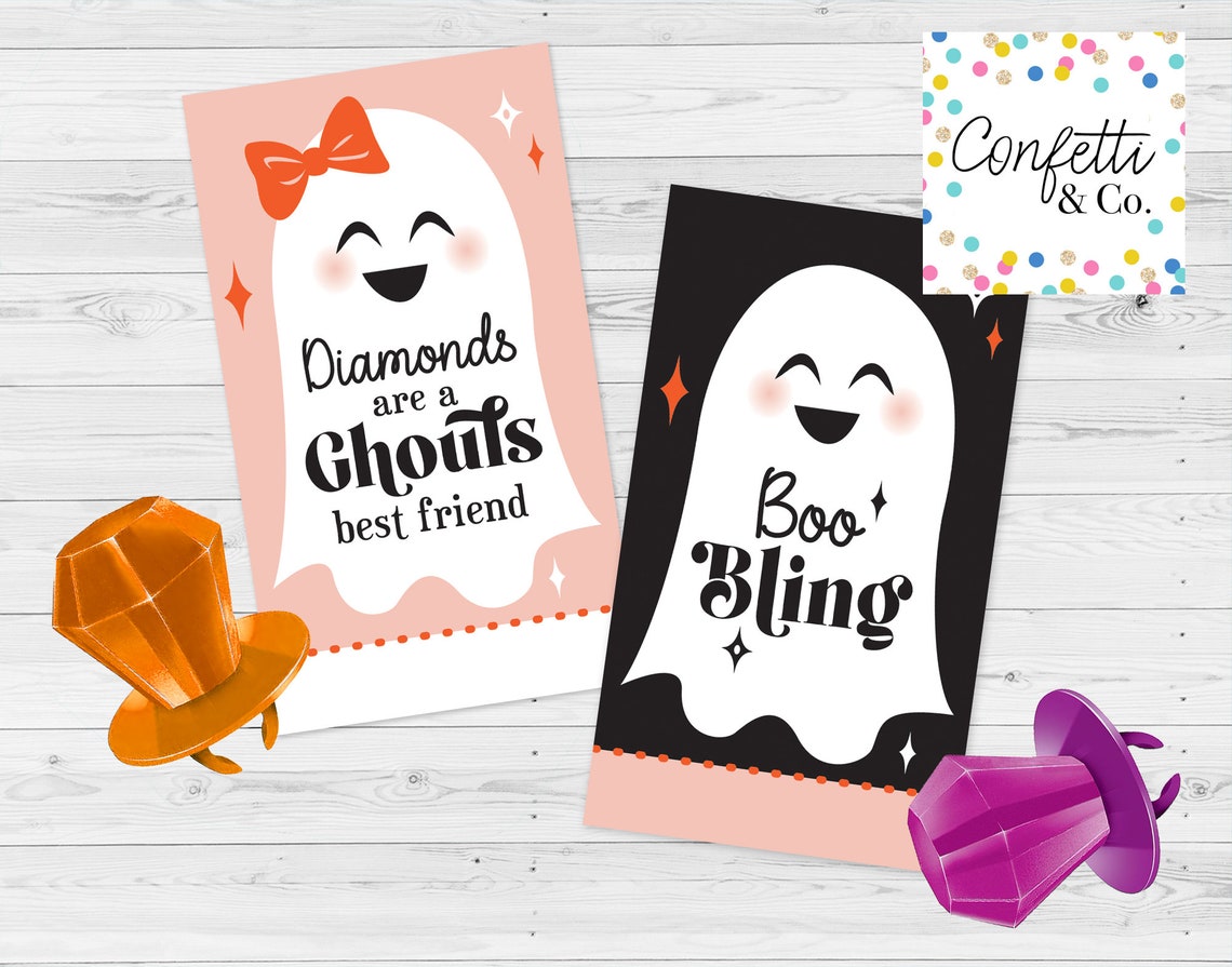 Halloween Ring Pop Tags Printable Digital File Boo Bling - Etsy