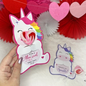 Unicorn Valentine Treat Holder Printable Cards, Girl Classroom ...
