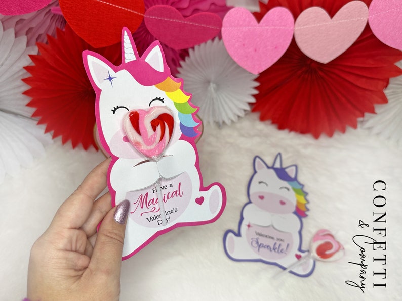 Unicorn Valentine Treat Holder Printable Cards, Girl Classroom ...