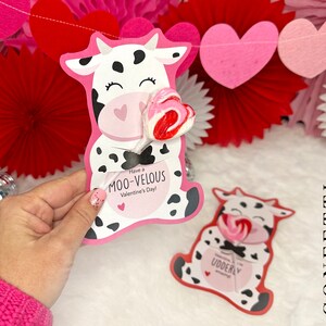 Cute Cow Valentines, Printable Valentine Card, Moo Cow Kid's Classroom ...