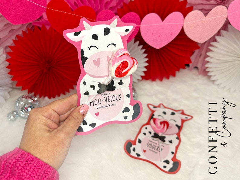 Cute Cow Valentines, Printable Valentine Card, Moo Cow Kid's Classroom ...