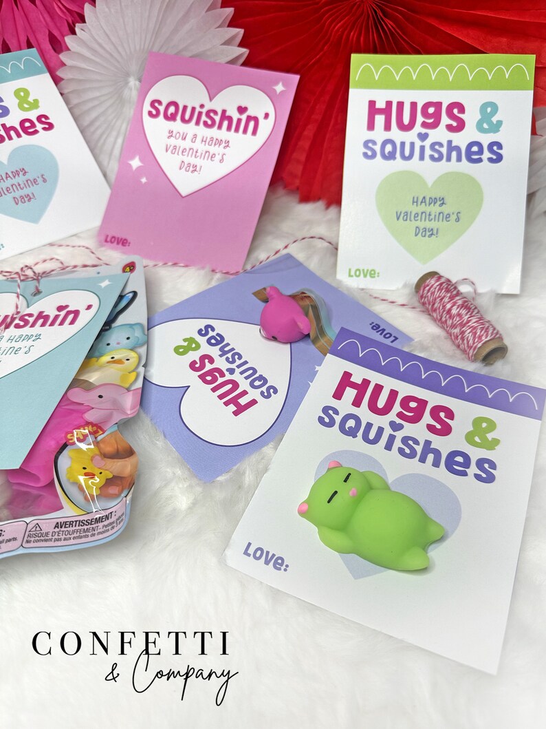 Squishie Valentines Squishy Printable Valentine Cards Hugs & - Etsy