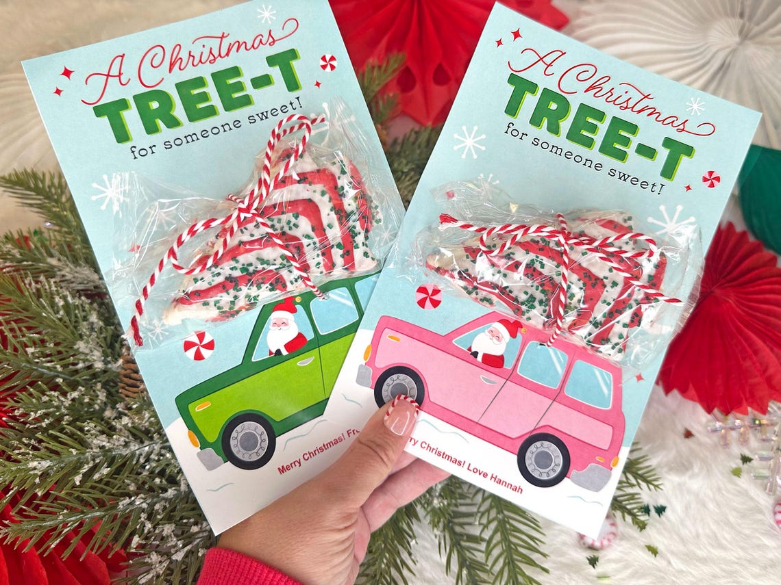 Christmas Tree Cake Printable Treat Card, Classroom Treat for Kids ...