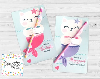 Kitten Valentine Treat Holder Printable Cards Candy Hugger | Etsy