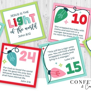 Christmas Countdown Printable Advent Calendar Scripture Cards for Kids ...