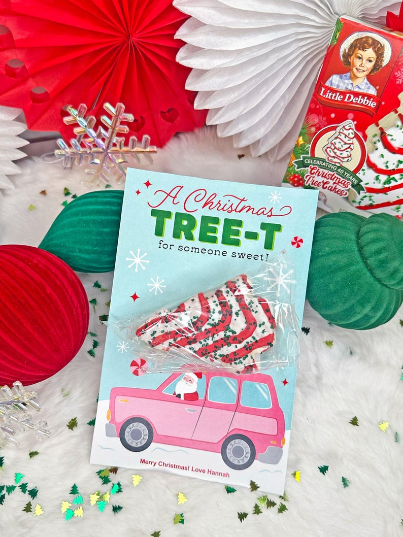 Christmas Tree Cake Printable Treat Card, Classroom Treat for Kids ...