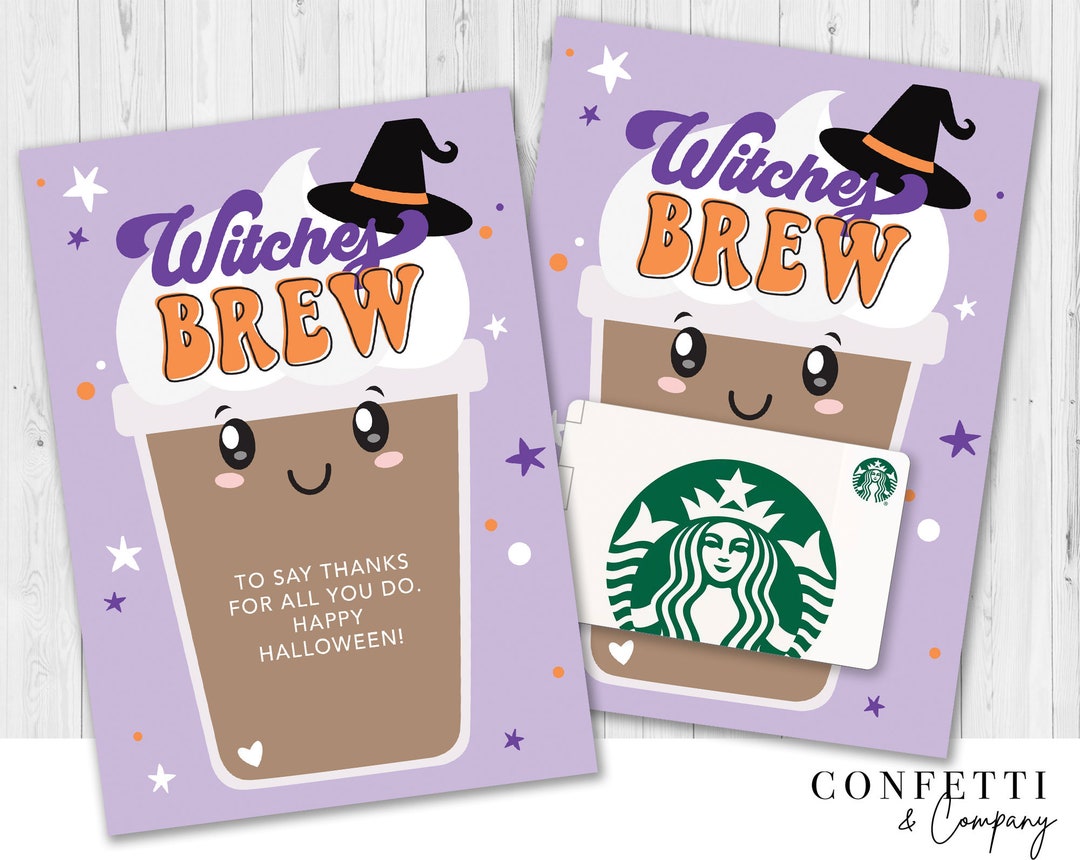 Witches Brew Coffee Gift Card Holder, INSTANT DOWNLOAD, Digital PDF ...