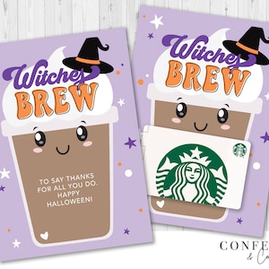 Witches Brew Coffee Gift Card Holder, INSTANT DOWNLOAD, Digital PDF ...