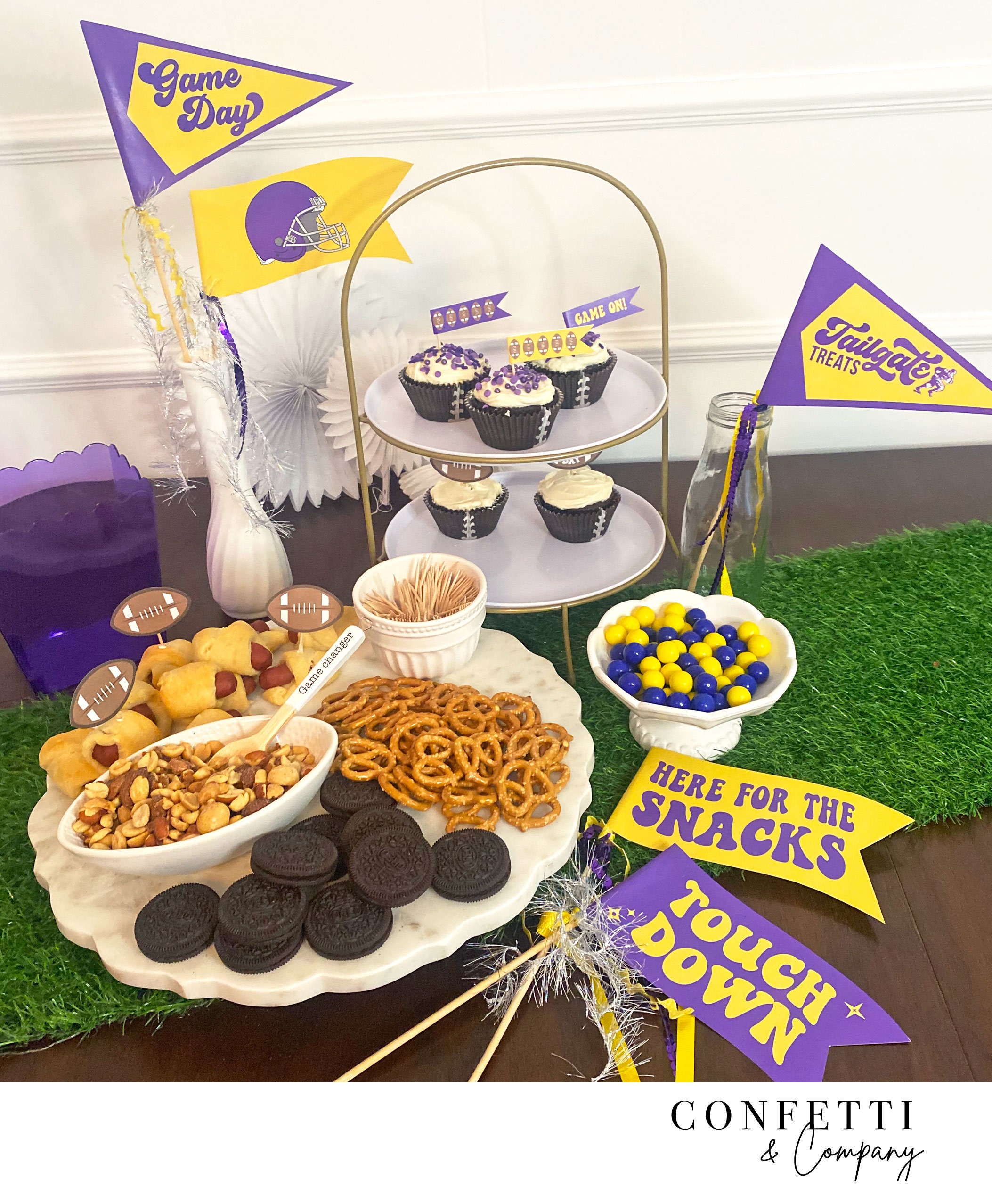 Green and White Game Day Football Pennant Flags Digital PDF - Etsy