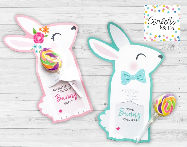 Easter Bunny Card Easter Rabbit Printable Treat Holder Card - Etsy