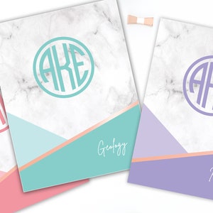 Personalized Monogram Printable Binder Covers Student Binder | Etsy