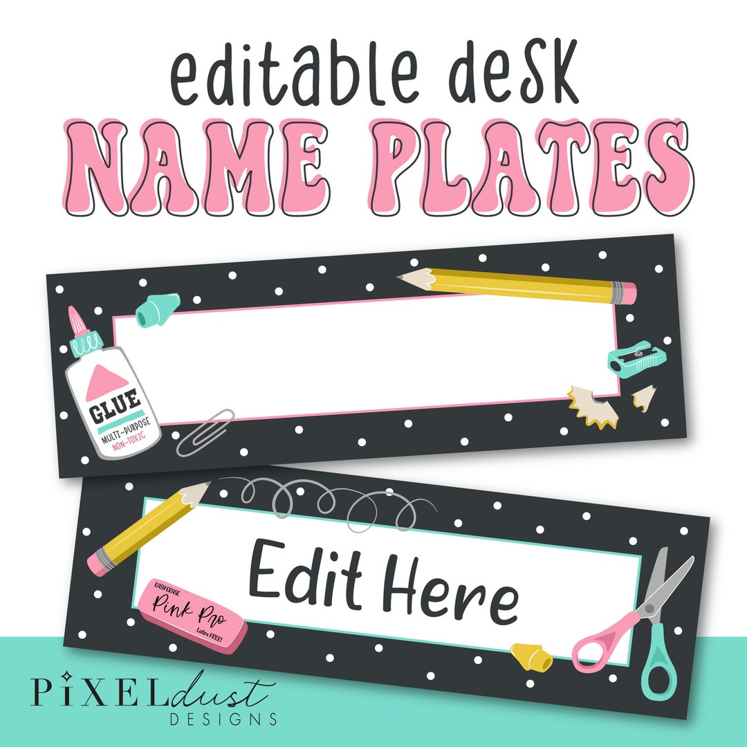 Printable, Editable Leopard Print Pencil Student Name Plates, Desk ...