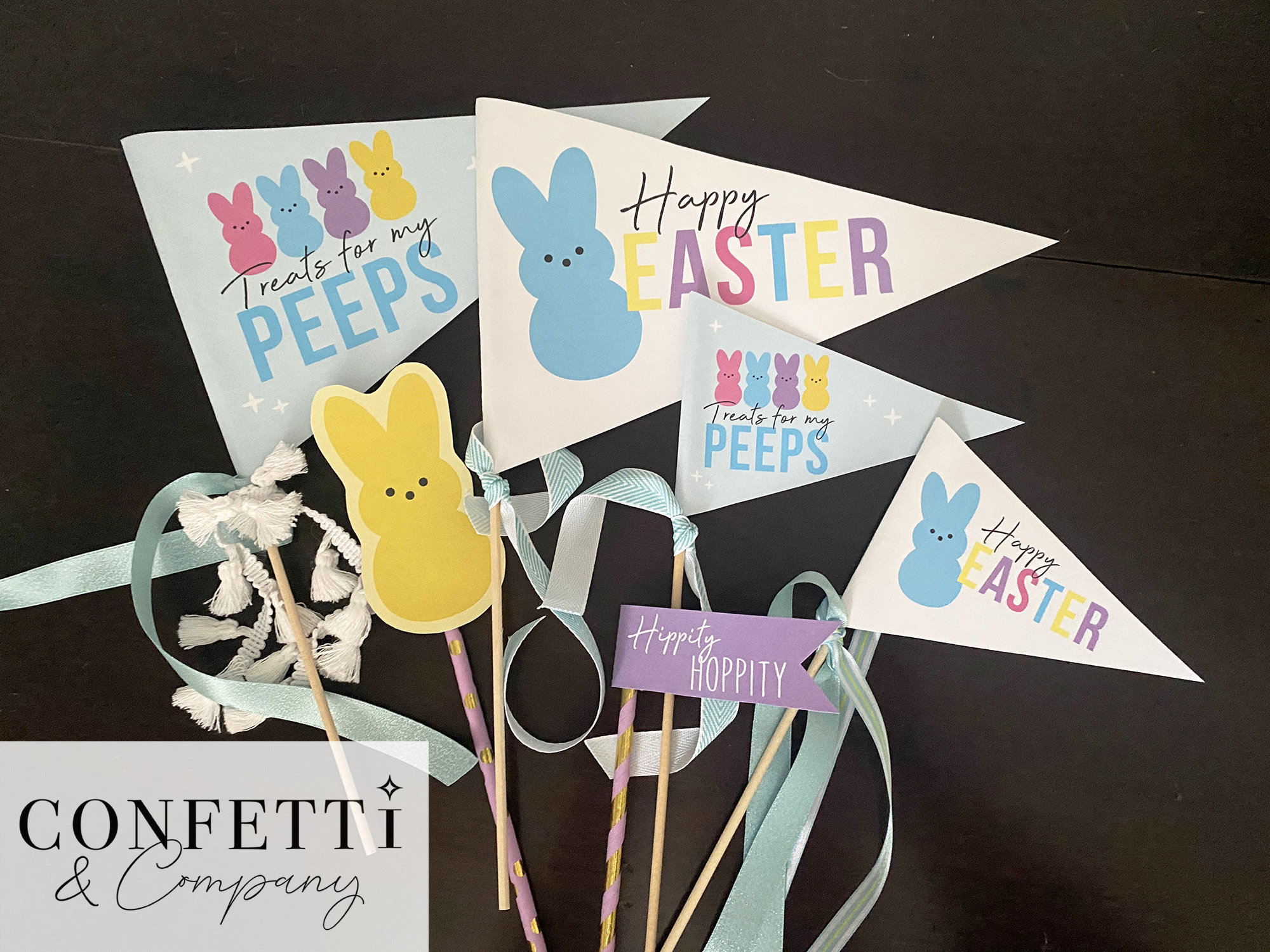 Printable PEEPS Easter Pennant Flag Set Retro Easter | Etsy