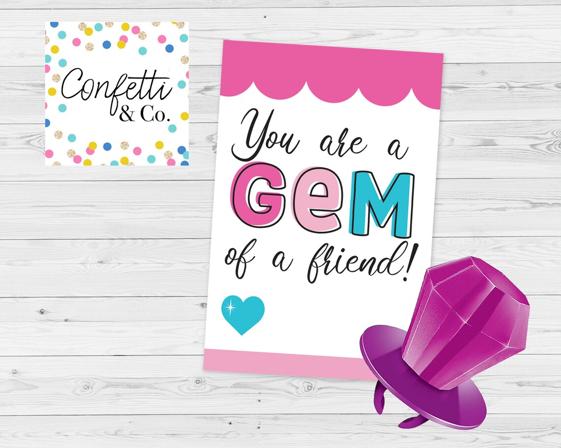 You Are a GEM of a Friend Ring Pop Tags Valentine's Day - Etsy