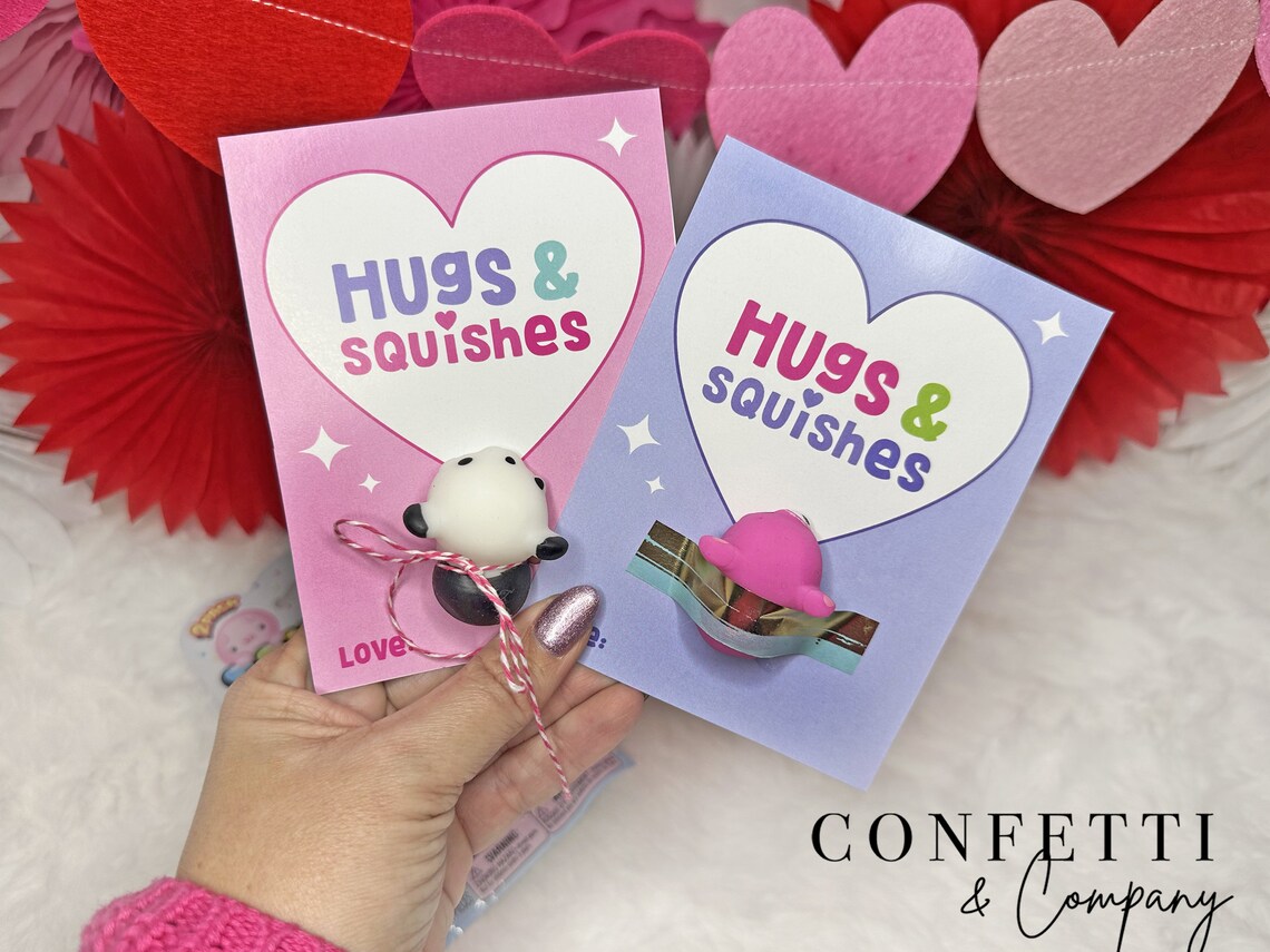 Squishie Valentines Squishy Printable Valentine Cards Hugs & - Etsy