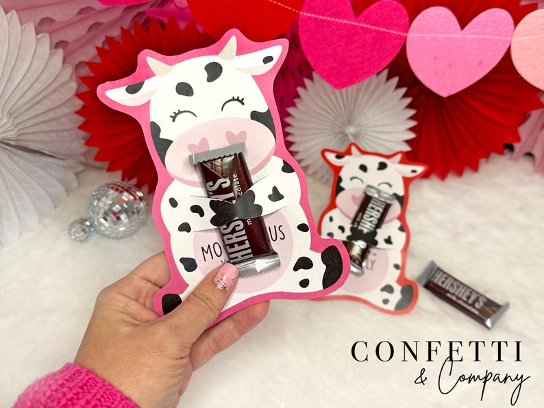 Cute Cow Valentines, Printable Valentine Card, Moo Cow Kid's Classroom ...