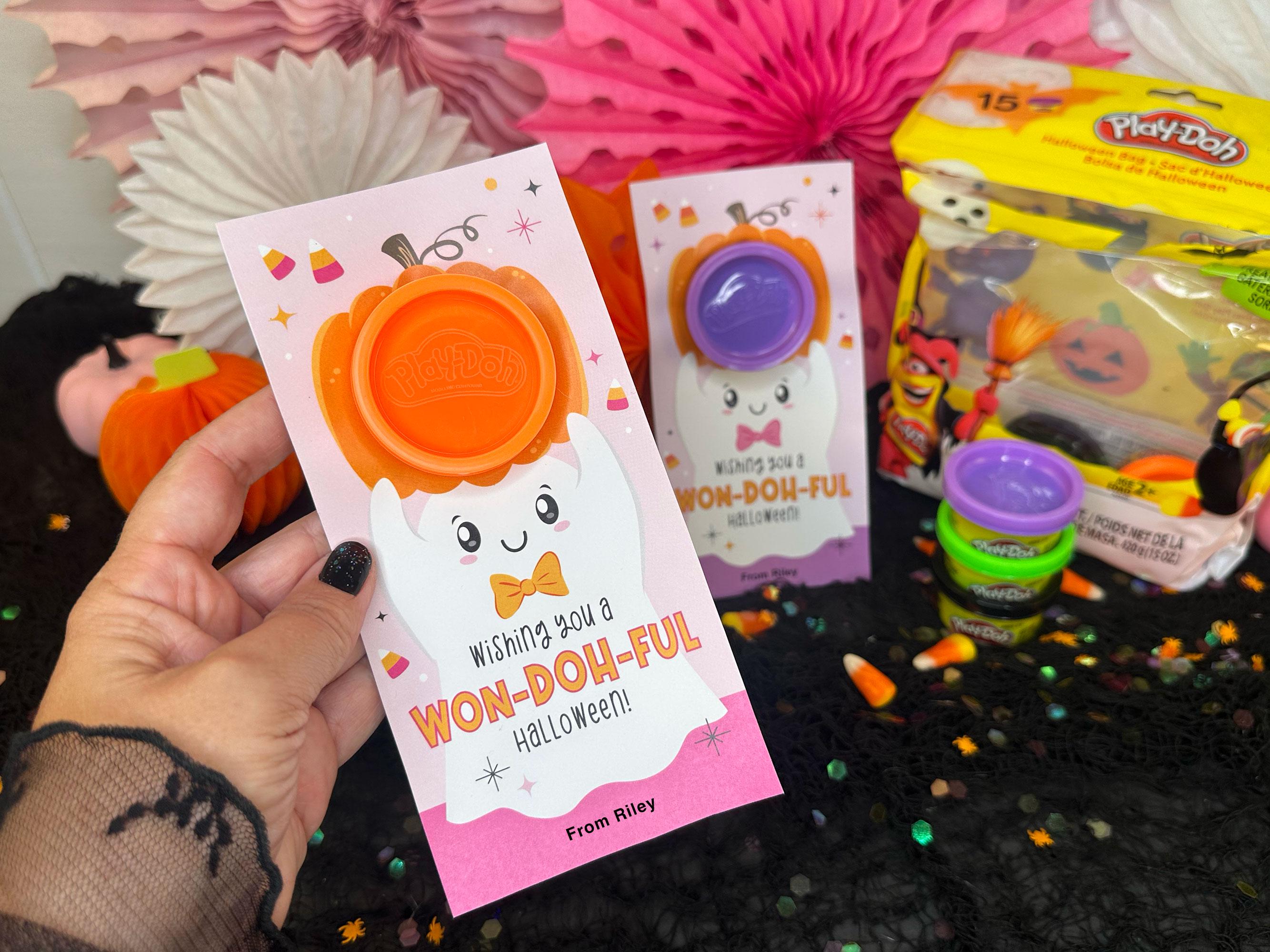 Play Dough Halloween Ghost Gift Printable Cards, Halloween Classroom ...