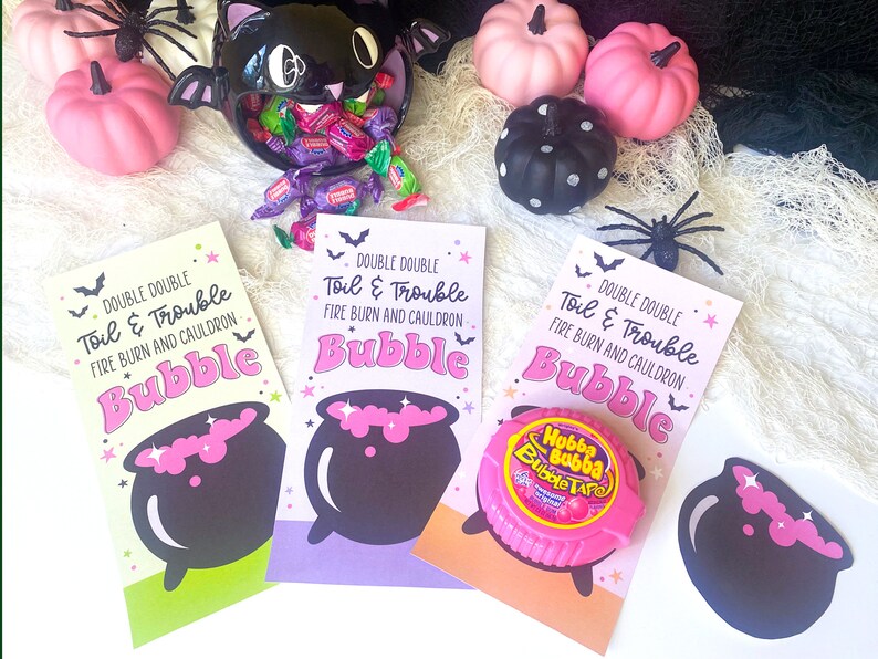 Bubble Tape Witch Cauldron Halloween Printable Card Double - Etsy