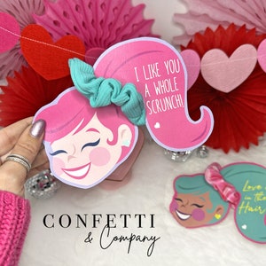 Girl's Scrunchie Valentines, Printable Cards, Kids Valentine, School ...