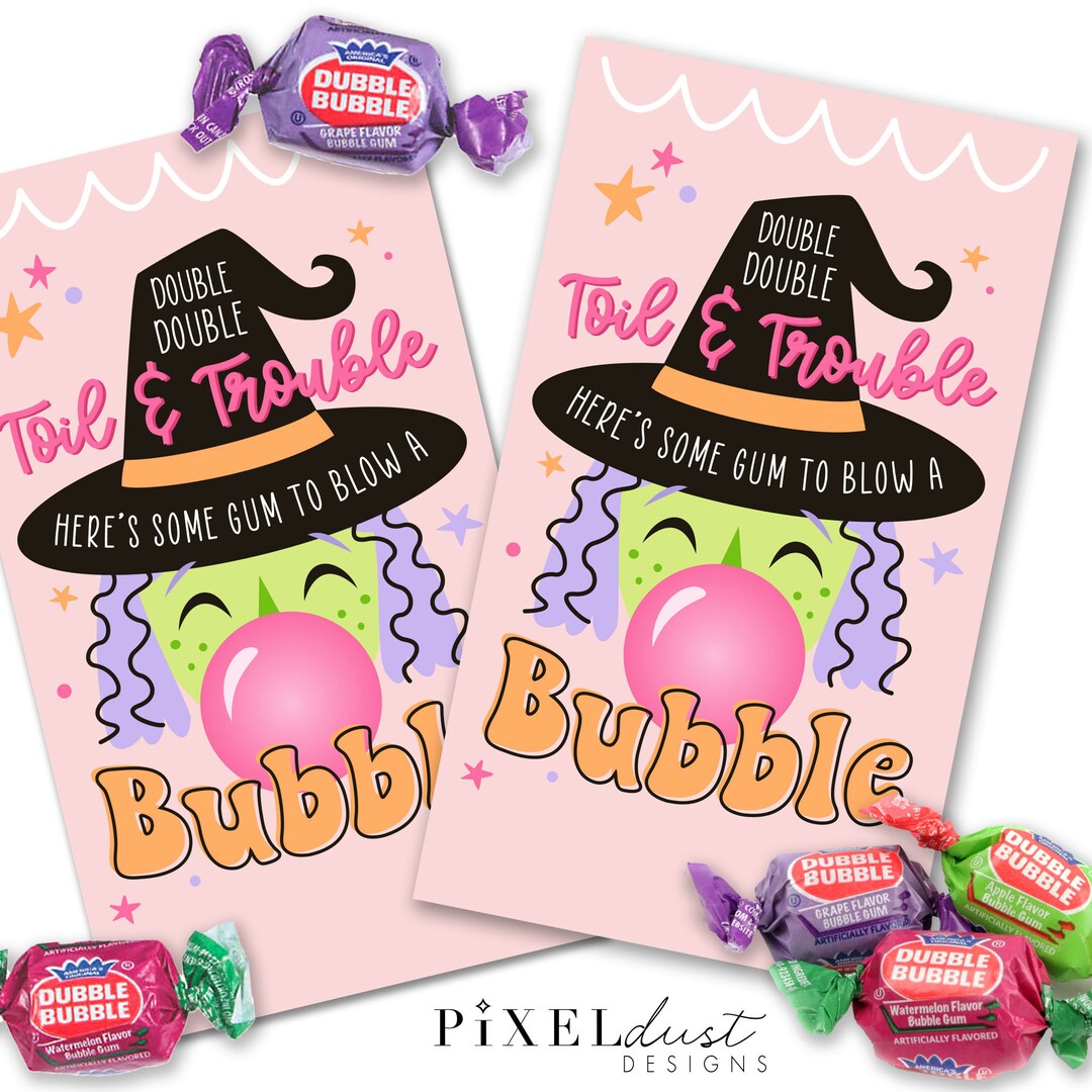 Bubblegum Witch Halloween Printable Tags, Double Double Toil and ...