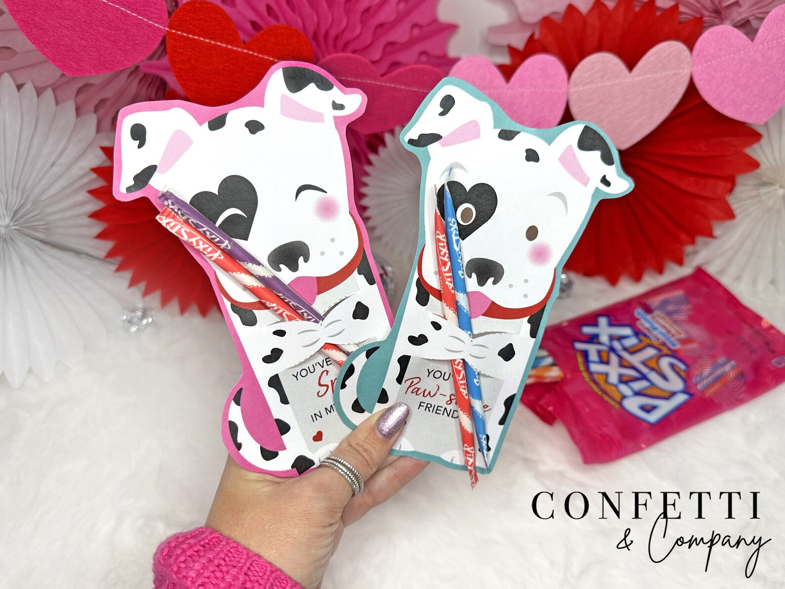 Dalmatian Puppy Dog Valentine Treat Holder Printable Cards, Candy ...