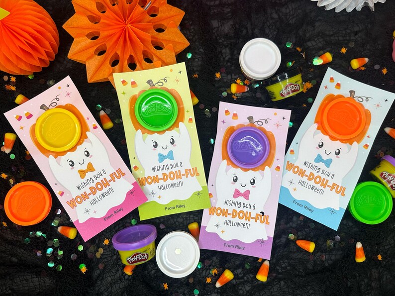 Play Dough Halloween Ghost Gift Printable Cards, Halloween Classroom ...