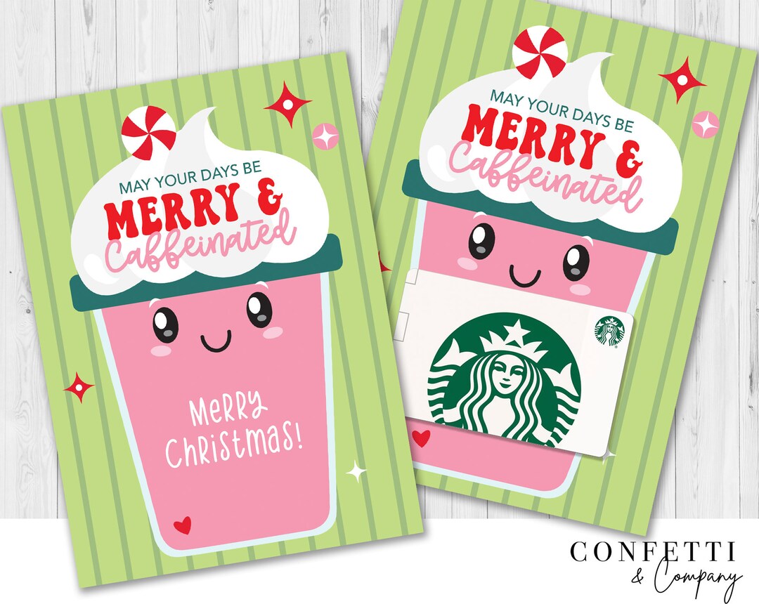 Cute Christmas Coffee Gift Card Holder, INSTANT DOWNLOAD Printable ...