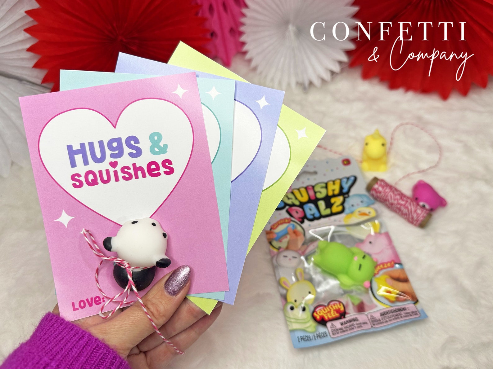 Squishie Valentines Squishy Printable Valentine Cards Hugs & - Etsy