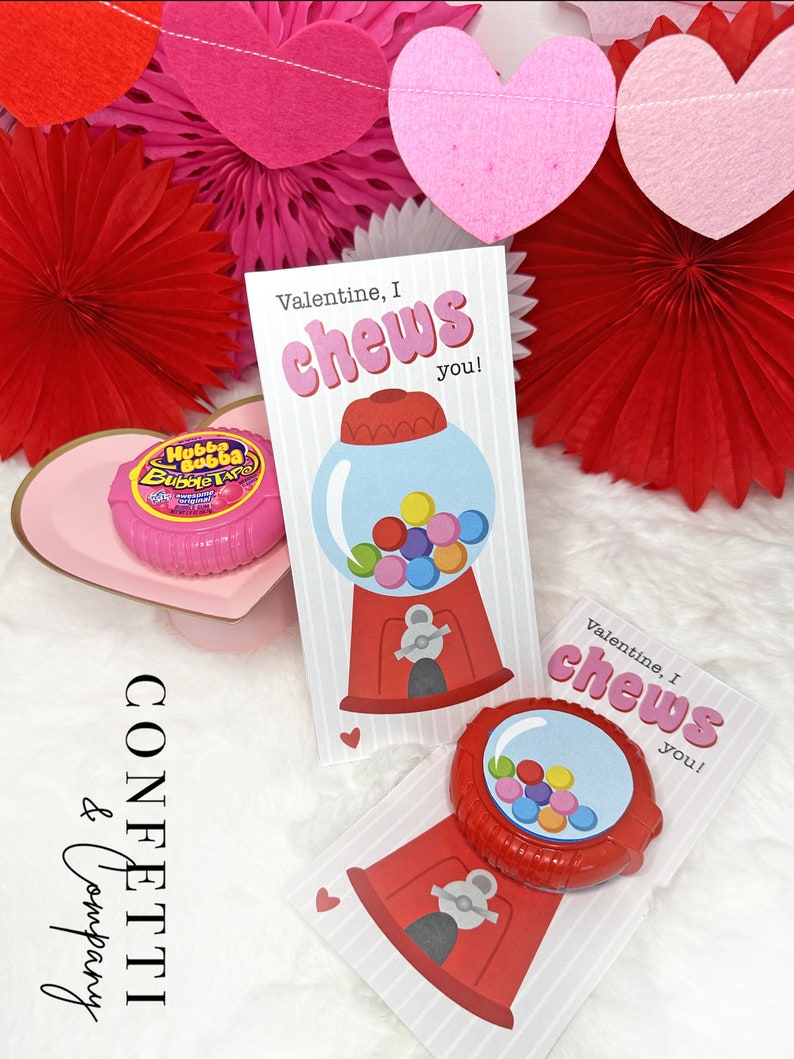 Gumball Machine Valentines Bubble Tape Valentines Printable - Etsy