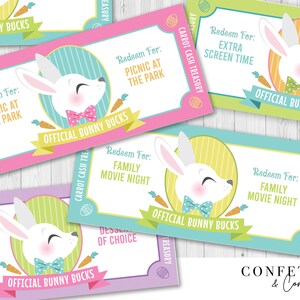 Easter Bunny Bucks Printables, Printable Easter Egg Coupons, Easter ...