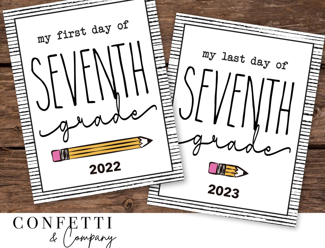Printable First Day of School SEVENTH GRADE Sign Back to - Etsy