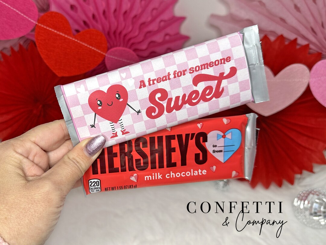 Printable Valentine Candy Bar Wrappers, Valentine's Day Gift, Retro ...