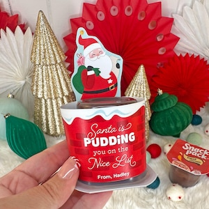 Santa Pudding Cup Printable Christmas Treat Card, Instant Download ...