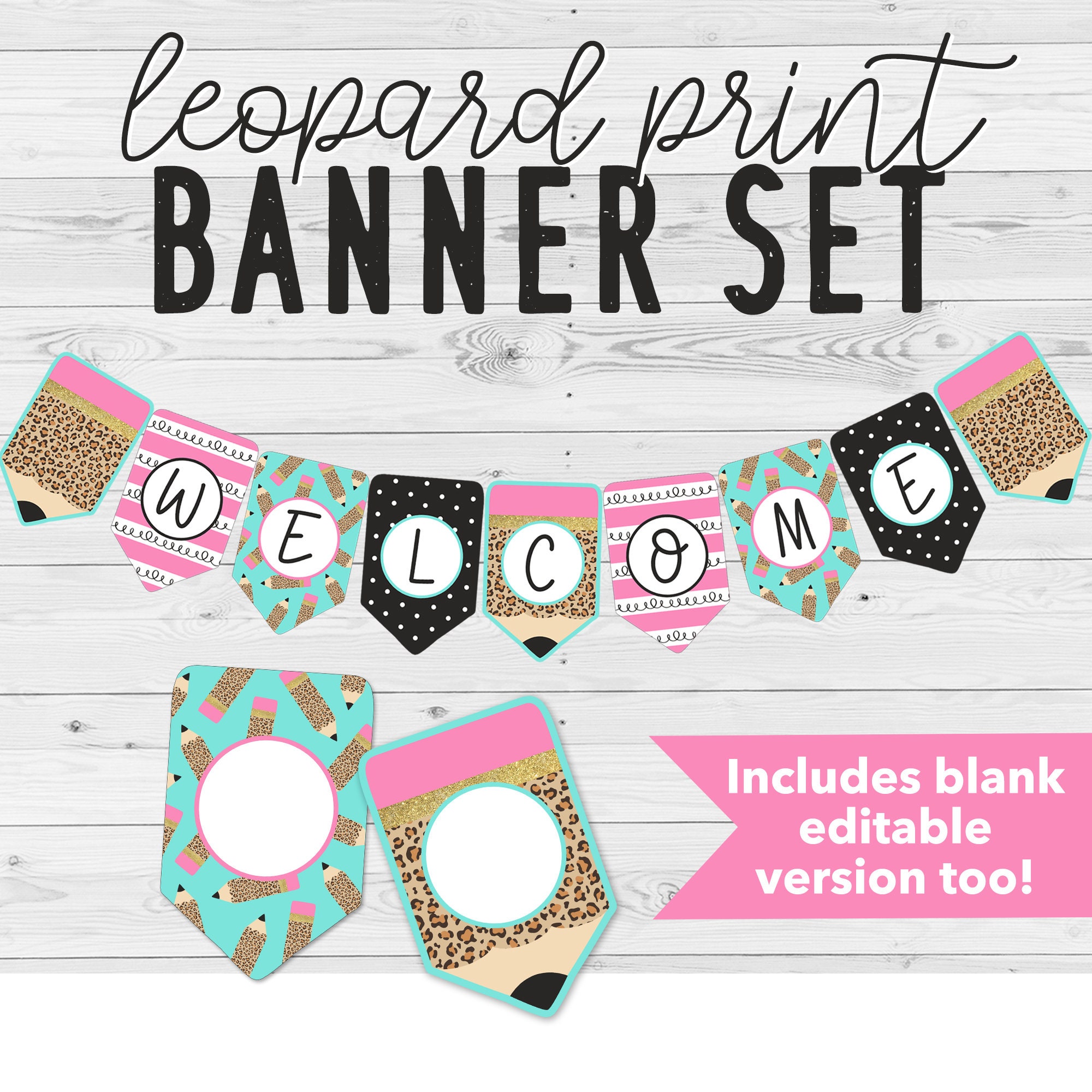 Leopard Print Pencil Welcome Banner Printable Classroom | Etsy