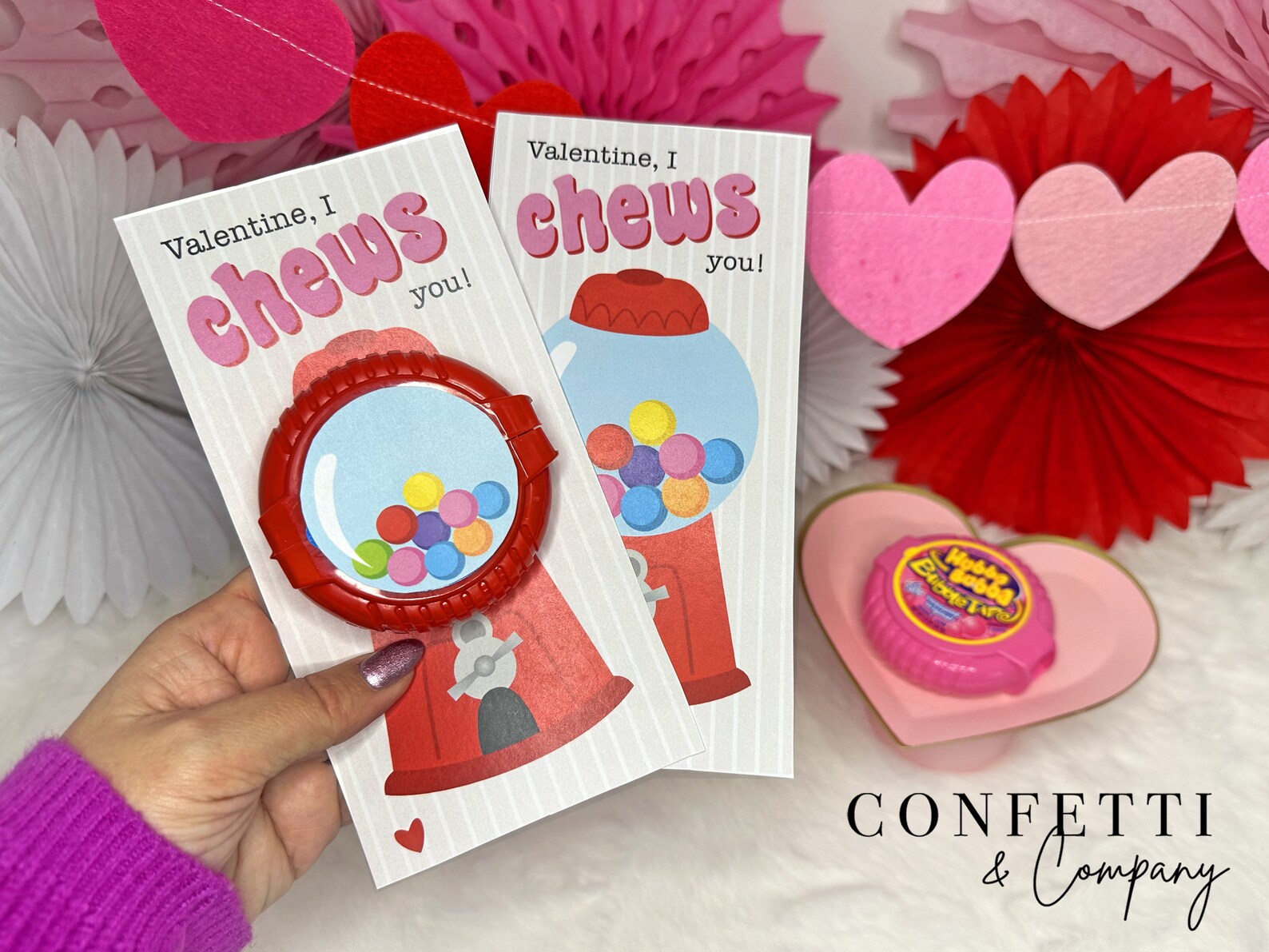 Gumball Machine Valentines Bubble Tape Valentines Printable - Etsy